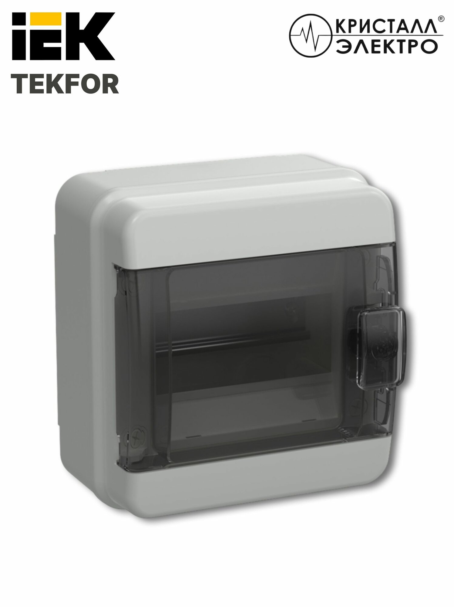 Щиток электрический уличный 6мод навесной серый черная прозрачная дверь IP65 КМПн IEK TEKFOR