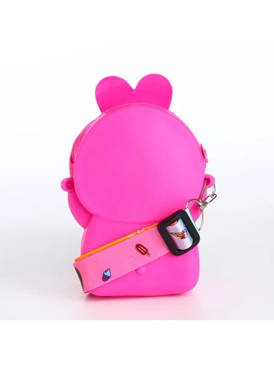 Малиновая детская сумка с зайцем и Pop It