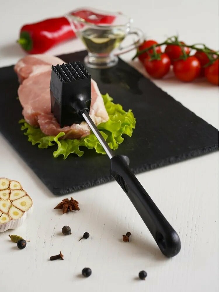 Молоток отбивной для мяса, металлический, с зубцами, для размягчения стейков и котлет, кухонный инструмент