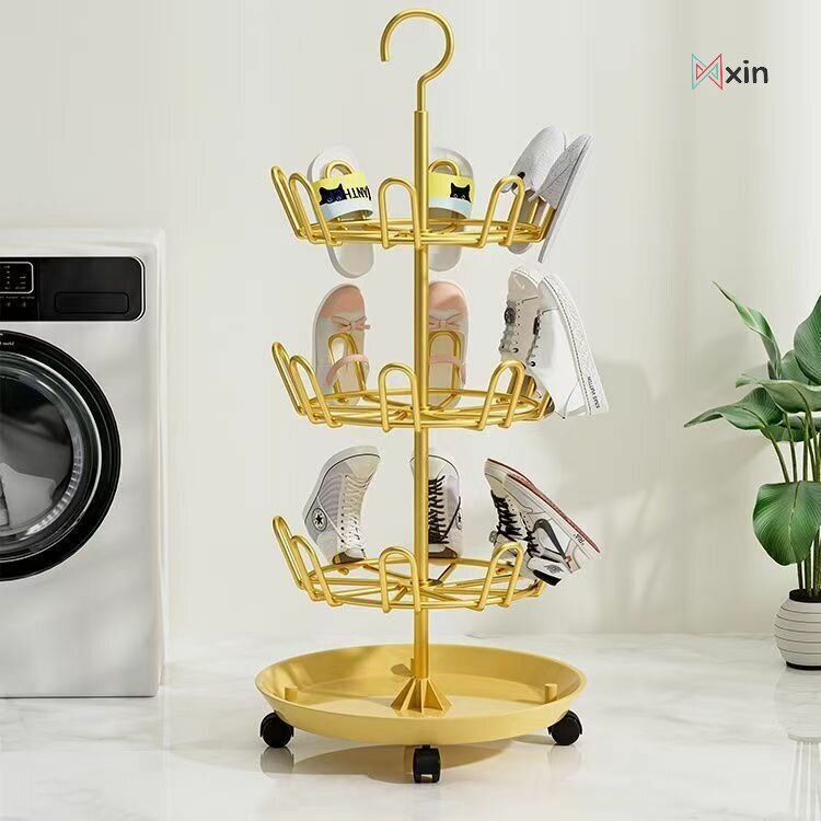 Стеллаж для сушки обуви на открытом воздухе, балконе, многофункциональный многослойный, 3-слойный золотой