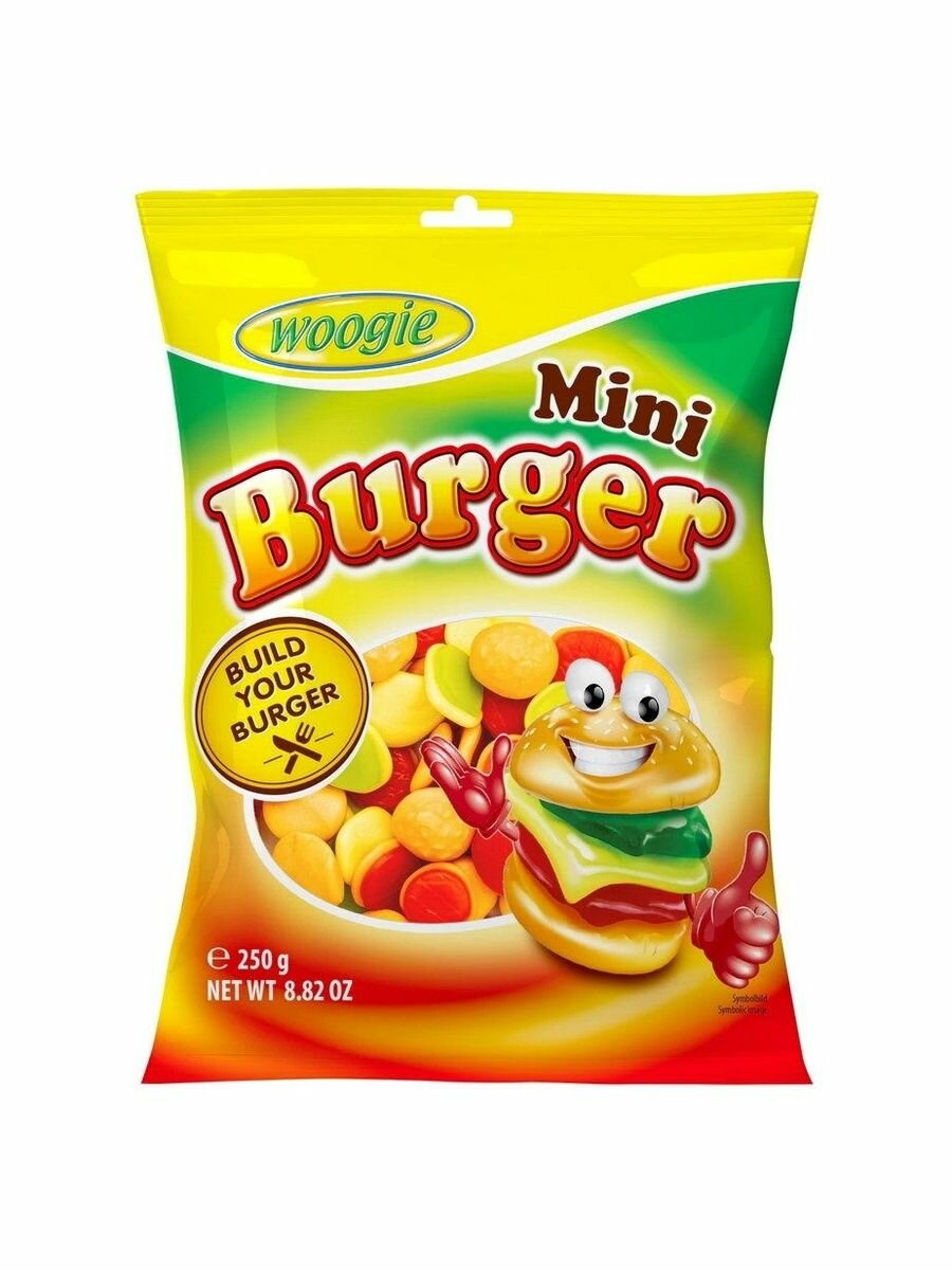 Жевательный мармелад Woogie Mini Burger 250 гр. фруктовый вкус (Австрия)