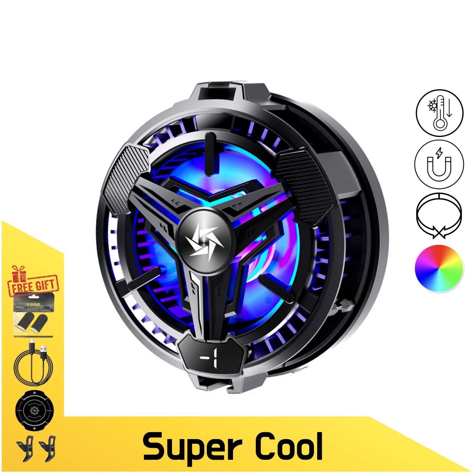 Кулер для игрового телефона Extreme Cool, регулируемый охлаждающий вентилятор с 2 передачами, бесшумный радиатор, дисплей температуры, для iOS/Android