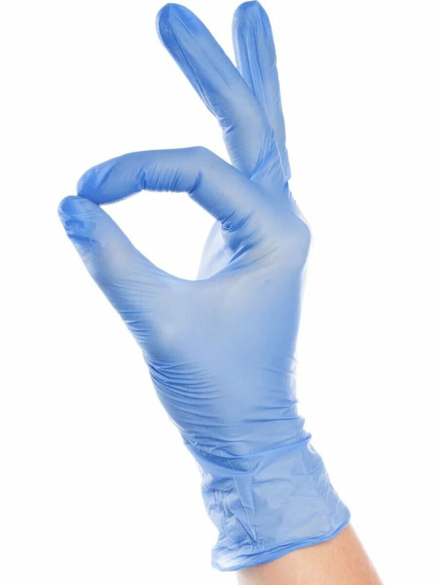 Виниловые неопудренные перчатки AVIORA голубые, размер XL, 100 шт 402-918