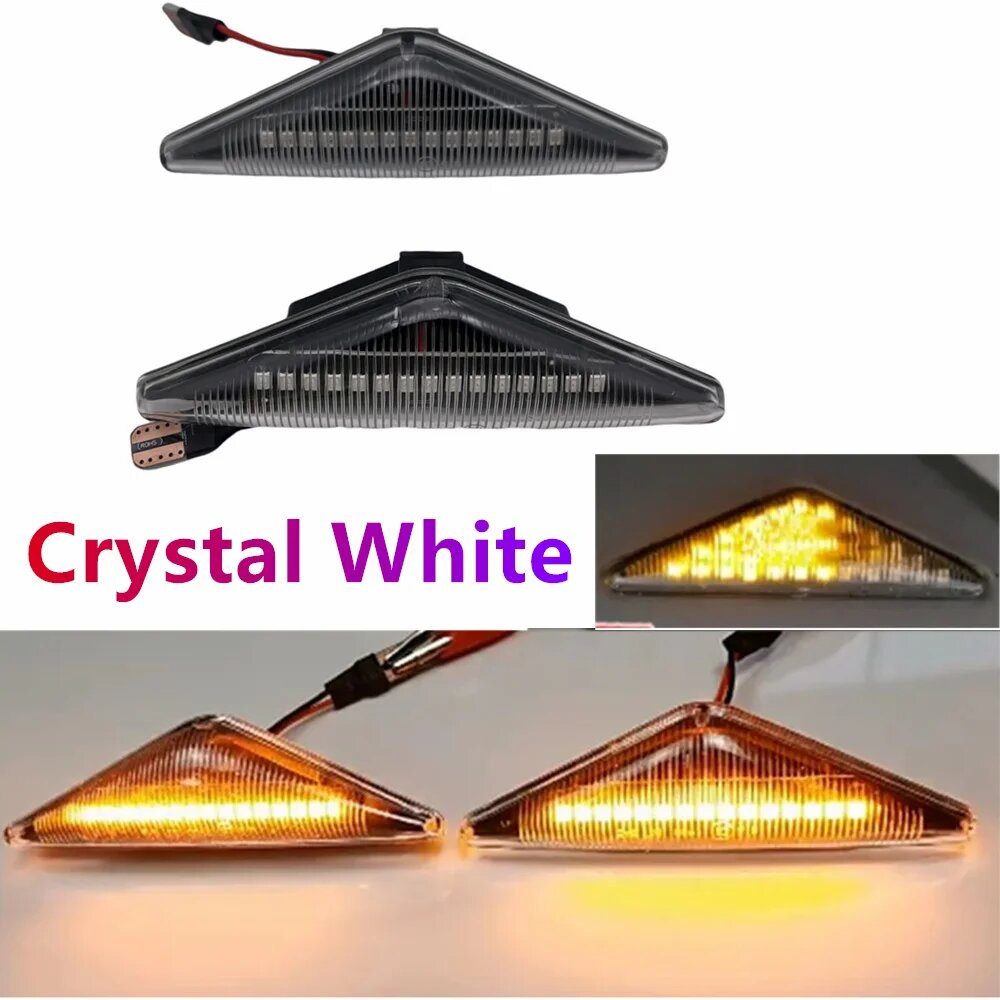 2 шт. светодиодный динамический боковой габаритный указатель поворота, индикатор, мигалка, струящийся боковой повторитель света для Ford MONDEO MK3 FOCUS MK1 Crystal White