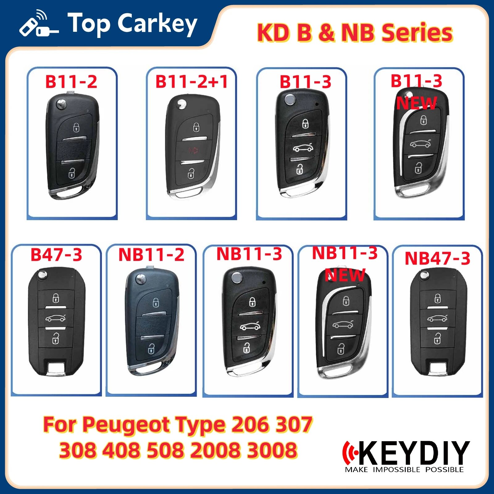 KEYDIY KD B11-2 B11-3 B47-3 NB11-2 NB11-3 NB47-3 Универсальный дистанционный ключ для Peugeot Type 206 307 308 408 508 2008 3008 4008 NB11-2