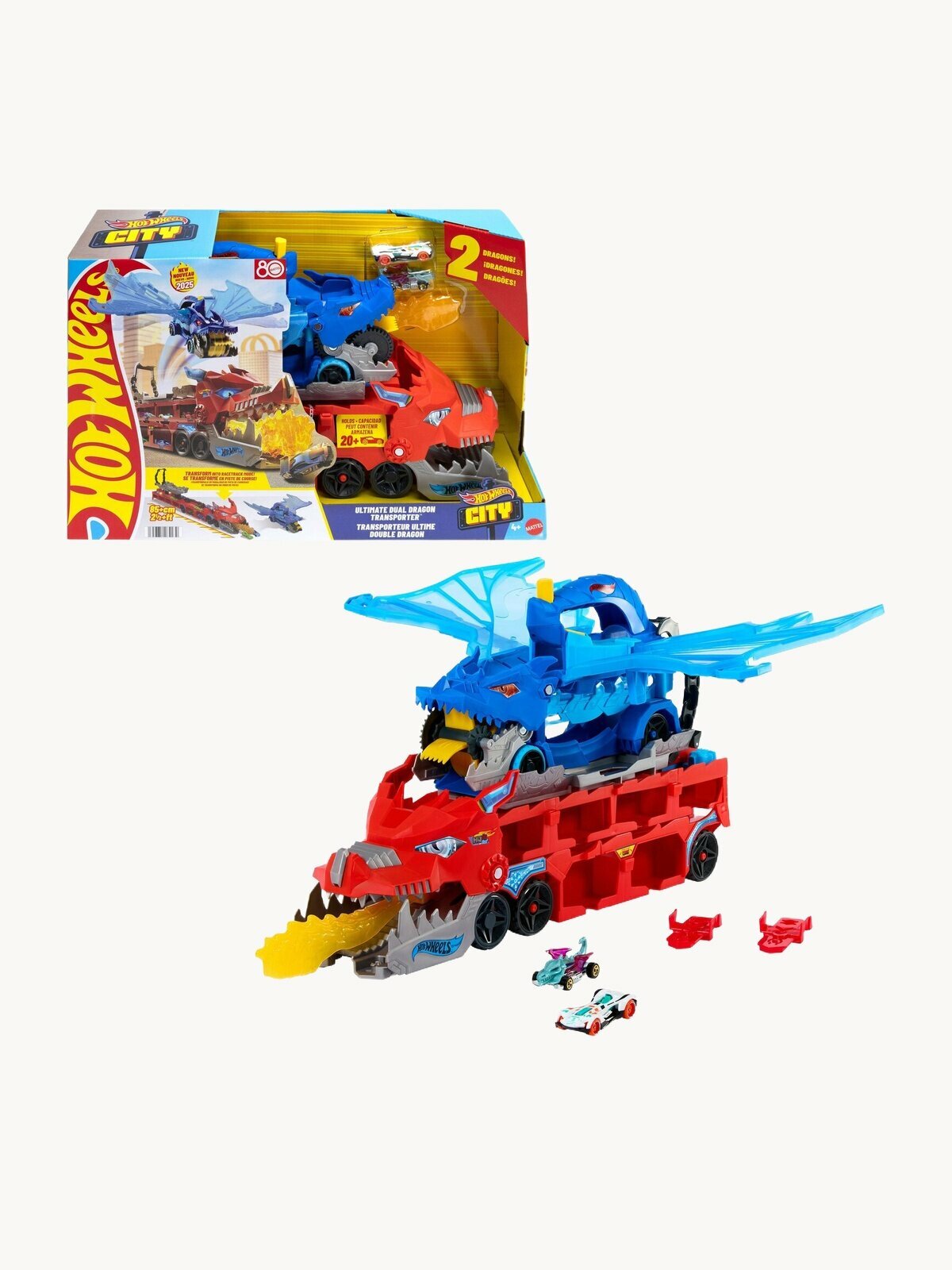 Автотрек Hot Wheels City Ultimate Дракон-перевозчик JBM72, разноцветный