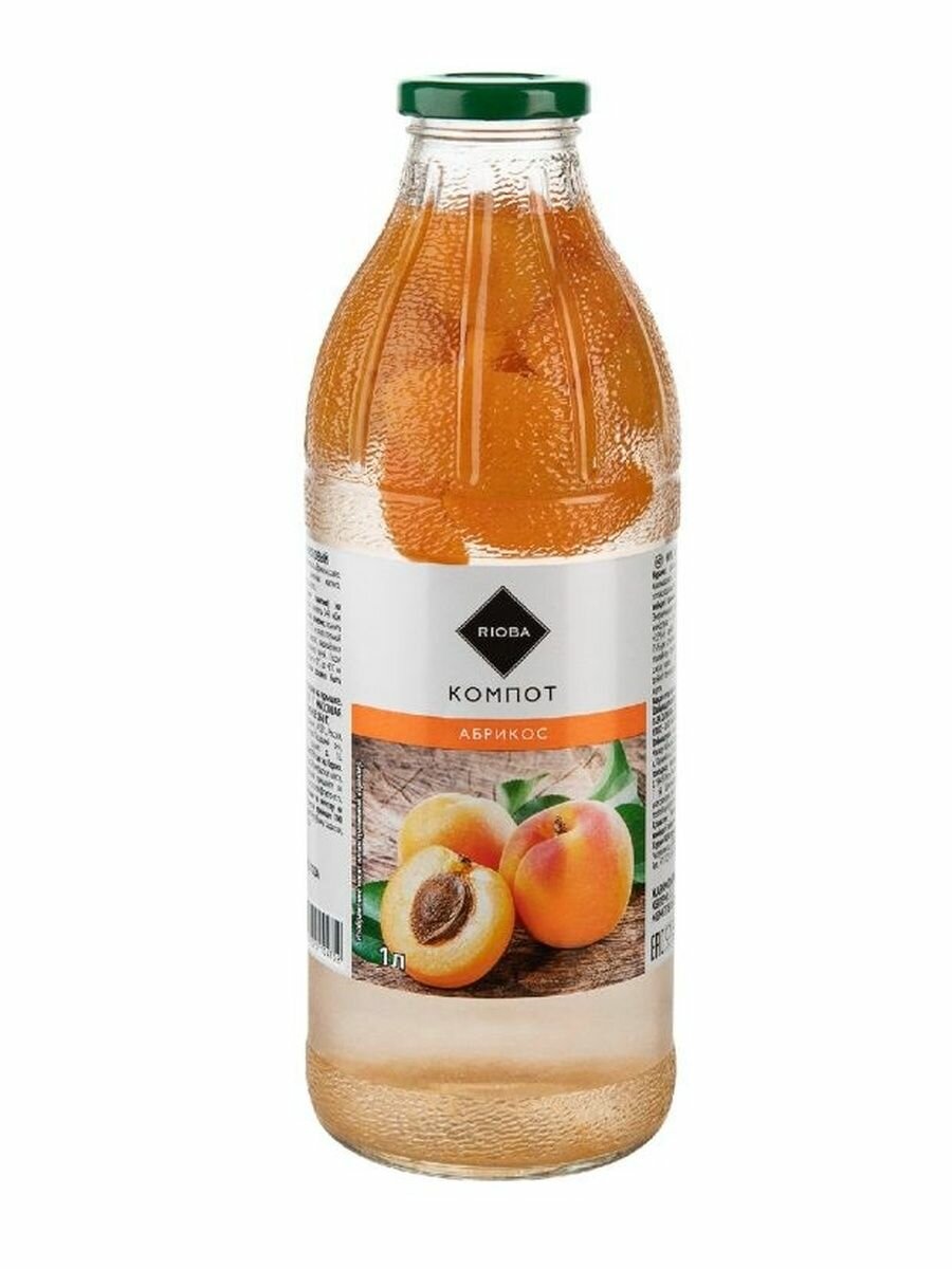 Компот абрикосовый RIOBA, 1л. Стекло. Упаковка 6 шт.