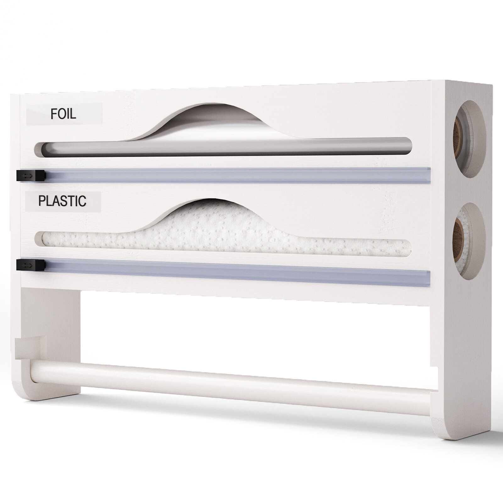 Кухонный резак для пищевой пленки с держателем для кухонной бумаги, трехв-одном стеллаж для хранения, фольга, бумага для выпечки, бамбуковая коробка для хранения