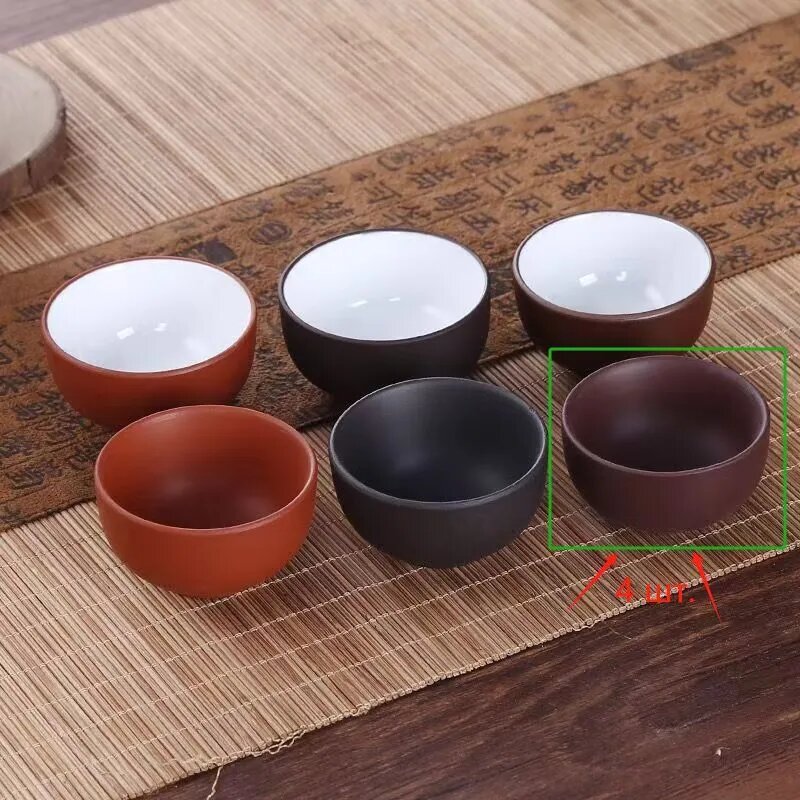 Пиала Фиолетовый глиняный горшок 30 мл темно-коричневый, 4 шт