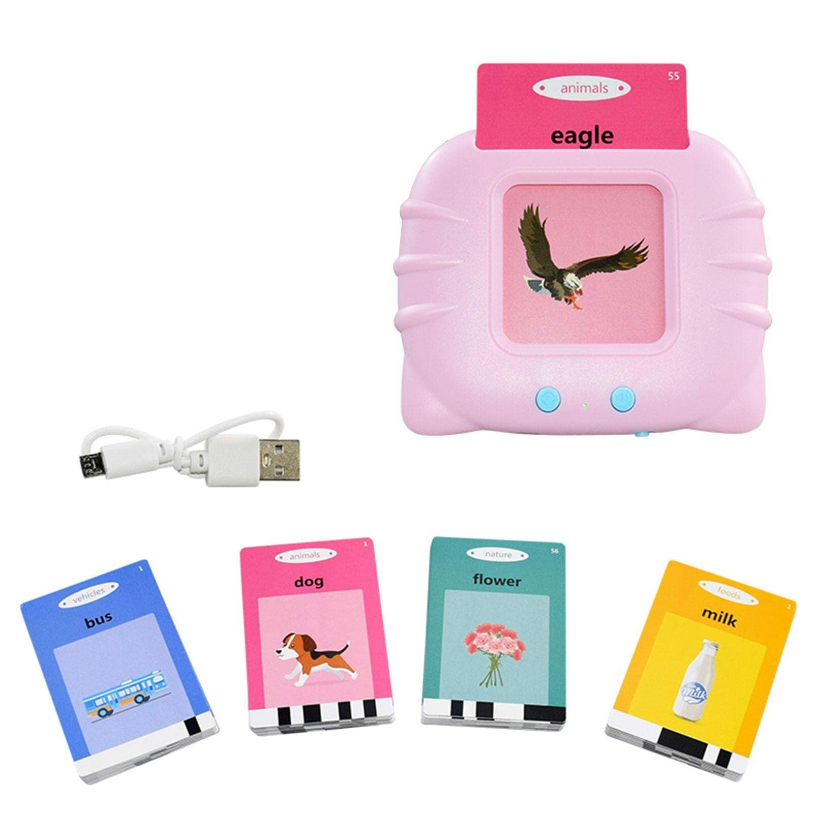 Машинка для карточек детского раннего образования кросс-бордерного интеллектуального карточного обучения паззл английской карточной машины детской карточки Pure English version + 224 аудиокниги, 112 штук флеш-карт, USB-питание, кейс для хранения, для