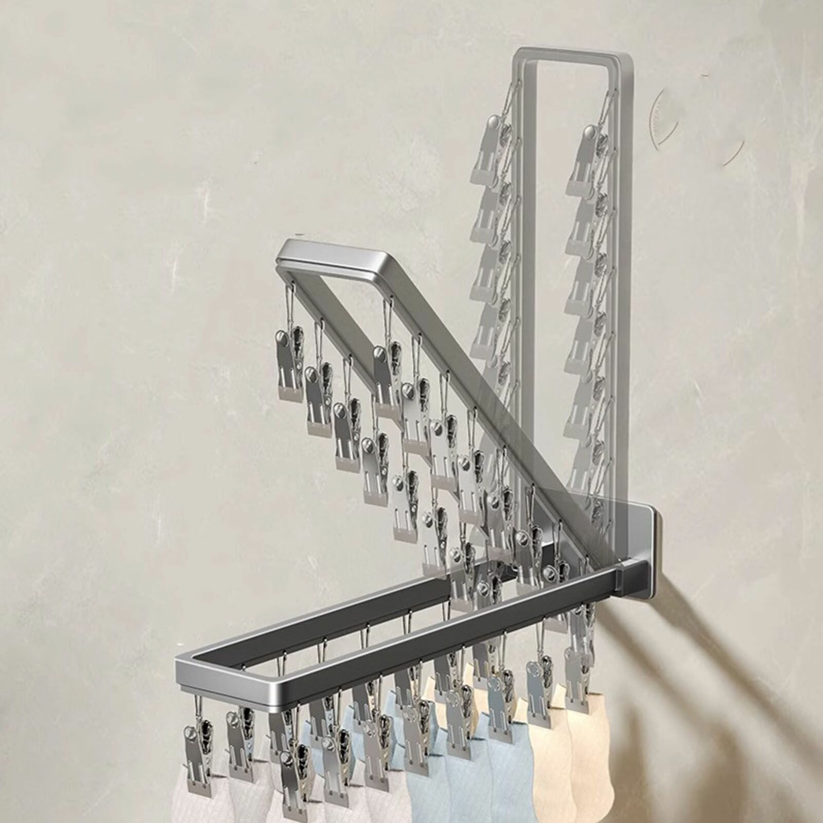 Складная сушильная стойка с несколькими клипсами для сушки носков на стене