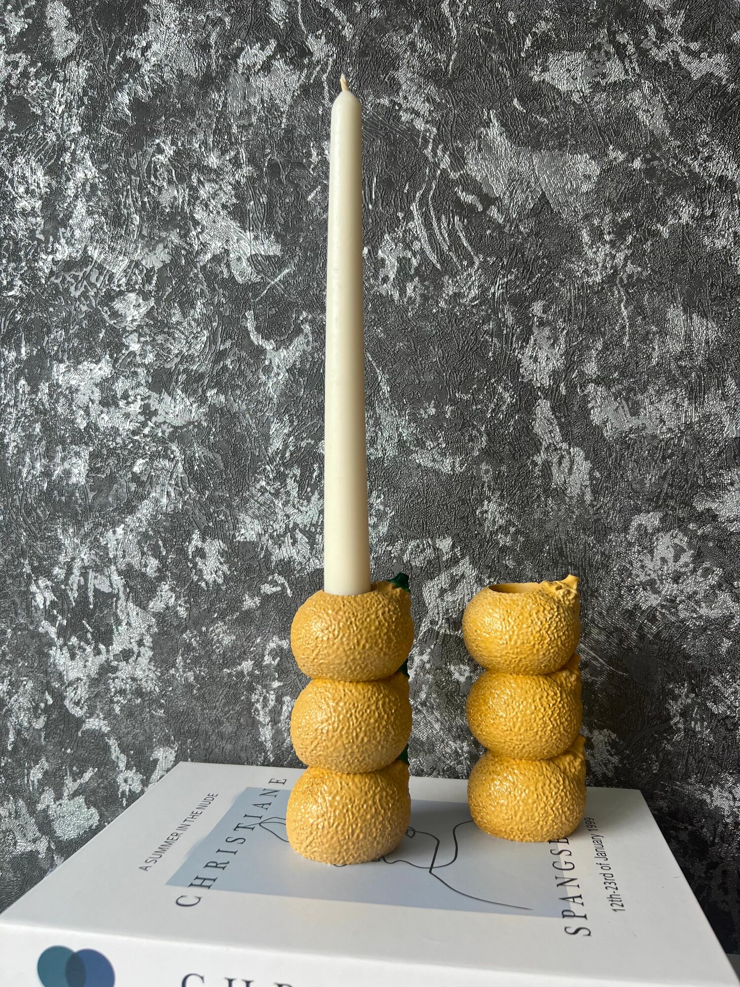 Подсвечник Лимон, ручная работа, гипс, Первый гипсовый, 1 шт