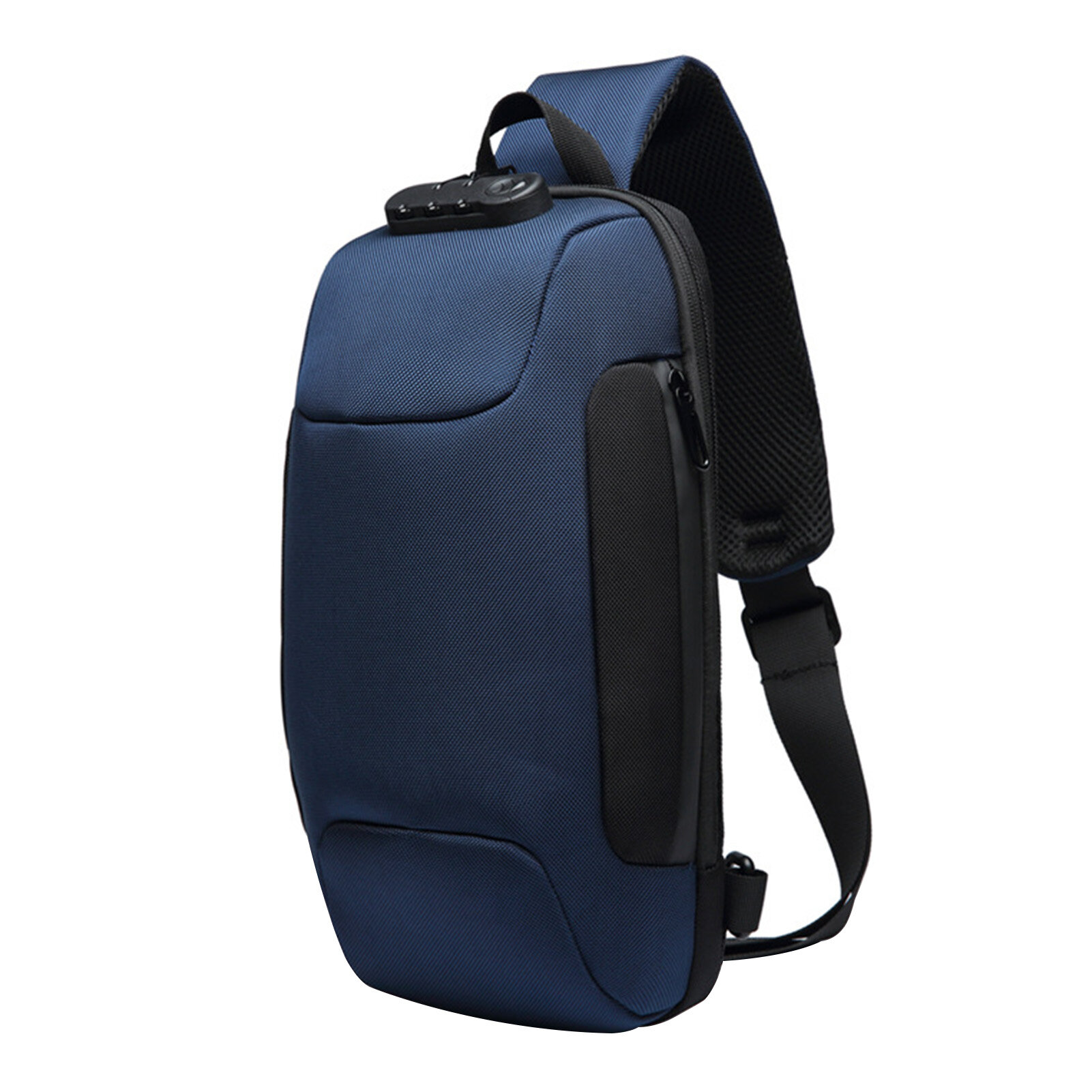 Сумка-перекладень антикражная для путешествий Crossbody Sling Backpack с USB-портом для зарядки Daypack для походов водонепроницаемая Bag, цвет: Черный, Синий, размер упаковки: 40x20x3см, вес упаковки: 500г, количество: 1 шт.