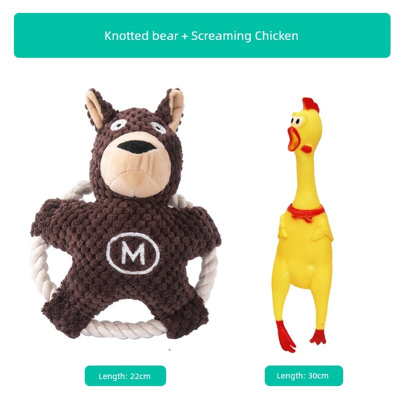 Мягкая игрушка-медведь с кричащим цыпленком для собак, веселый аксессуар для жевания
