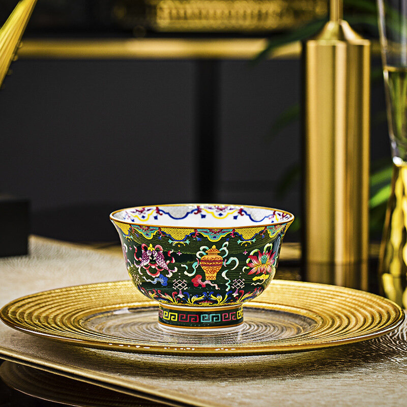 Тибетская этническая миска, эмалевая, цветная, костяная керамика, домашняя рисовая миска, новая китайская ресторанная этническая керамическая посуда