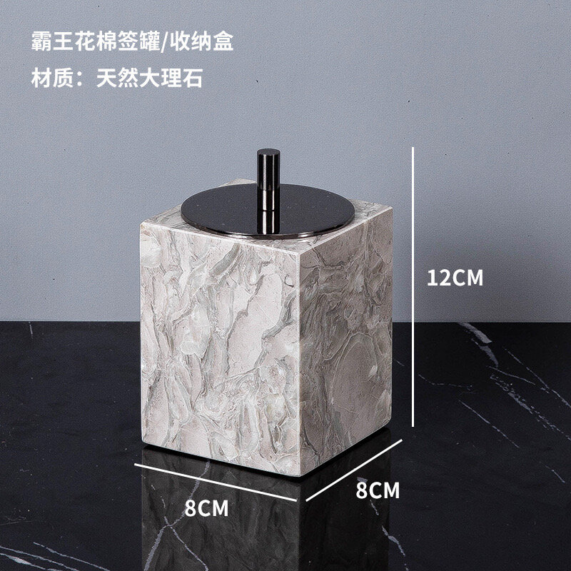 Набор аксессуаров для ванной из натурального мрамора Коробка для ватных палочек, 1 штука