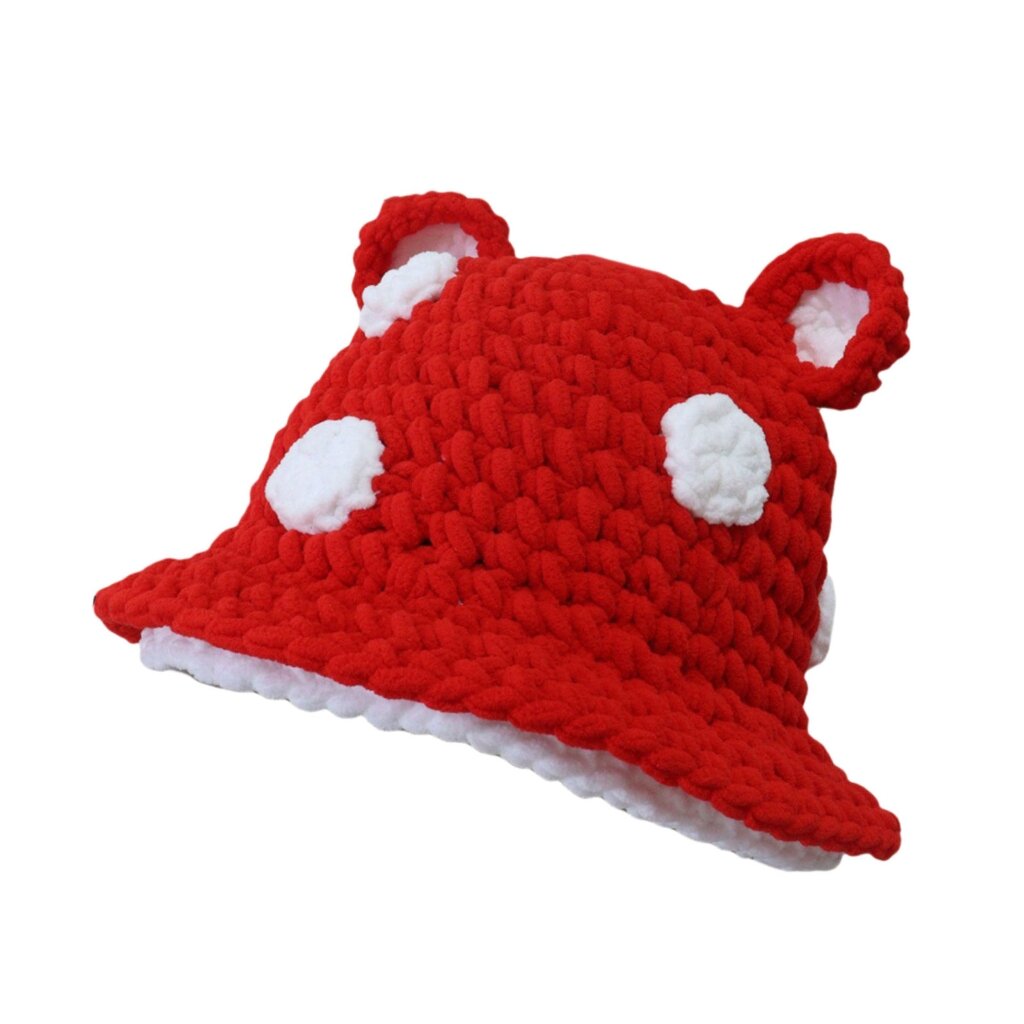 Зимние теплые плюшевые шапки с медвежьими ушками, рыбацкая шапка, вязаная крючком шляпа-ведро для подростков, на каждый день