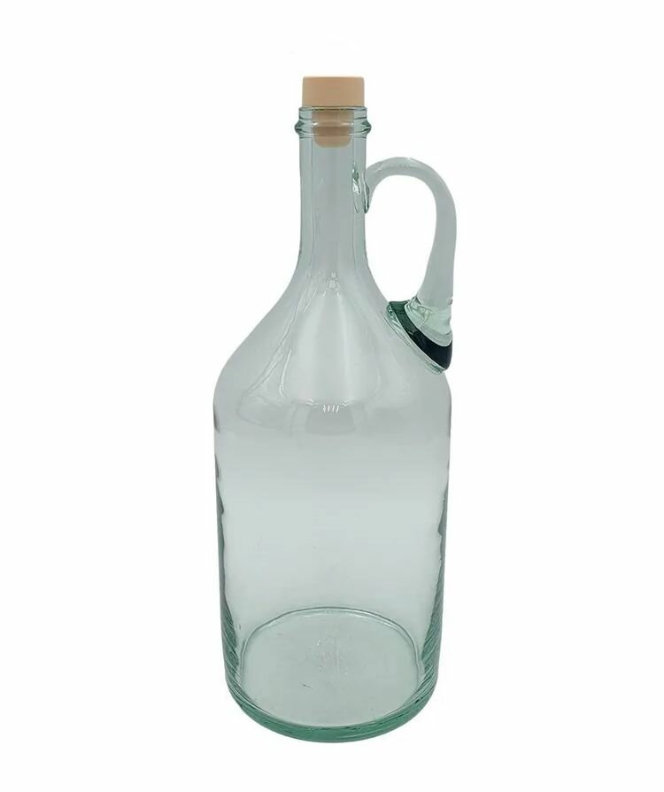 Бутылка стеклянная с ручкой и корковой пробкой 2 л.