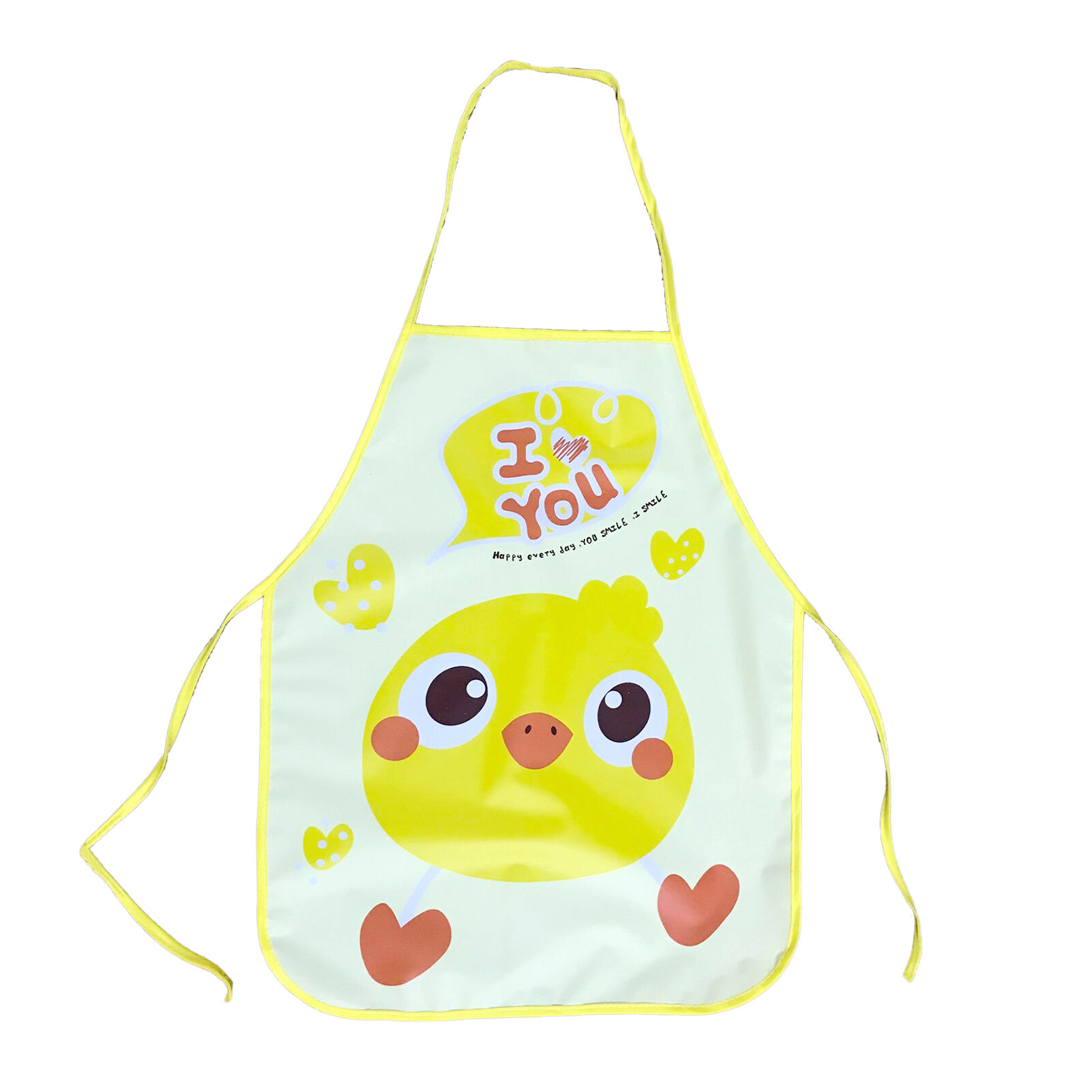 Детский фартук для готовки, рисования, работы по дому, с мультяшным рисунком, водонепроницаемый, без рукавов, желтый.