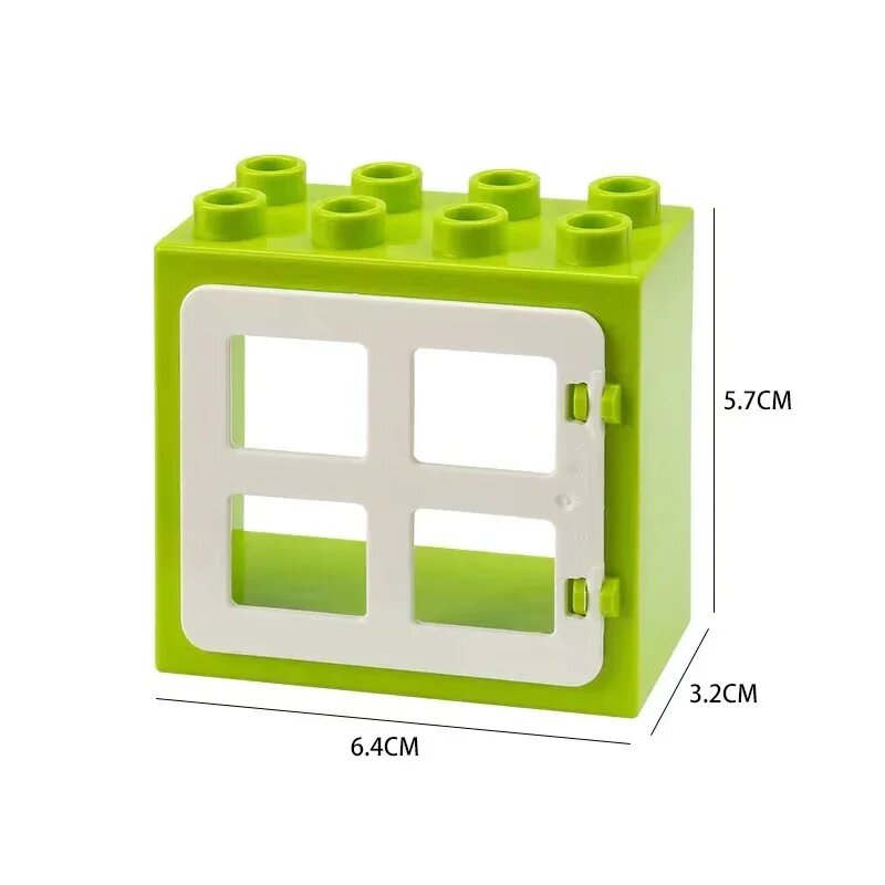 Строительный блок зеленый, 6.4x3.2x5.7 см