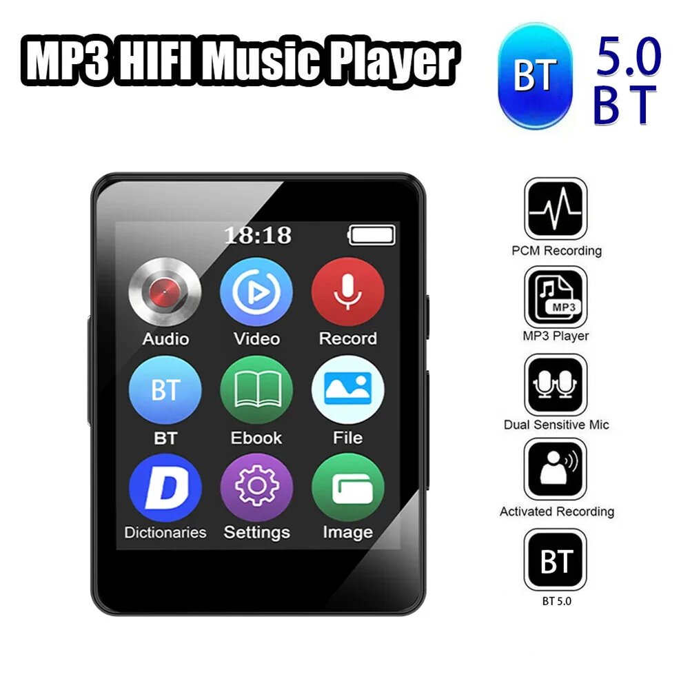 MP3-плеер Bluetooth 5.0, 8/16/32/64 ГБ, MP3 Only
