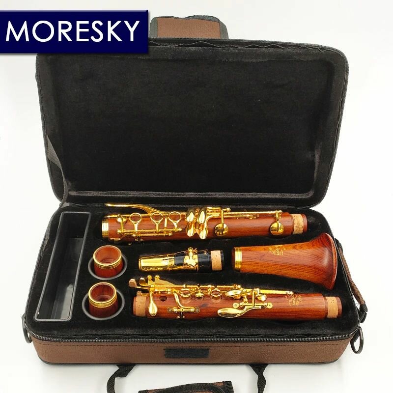 Кларнет Bb из красного дерева с посеребренными клавишами, кларнет M12 из цельного дерева