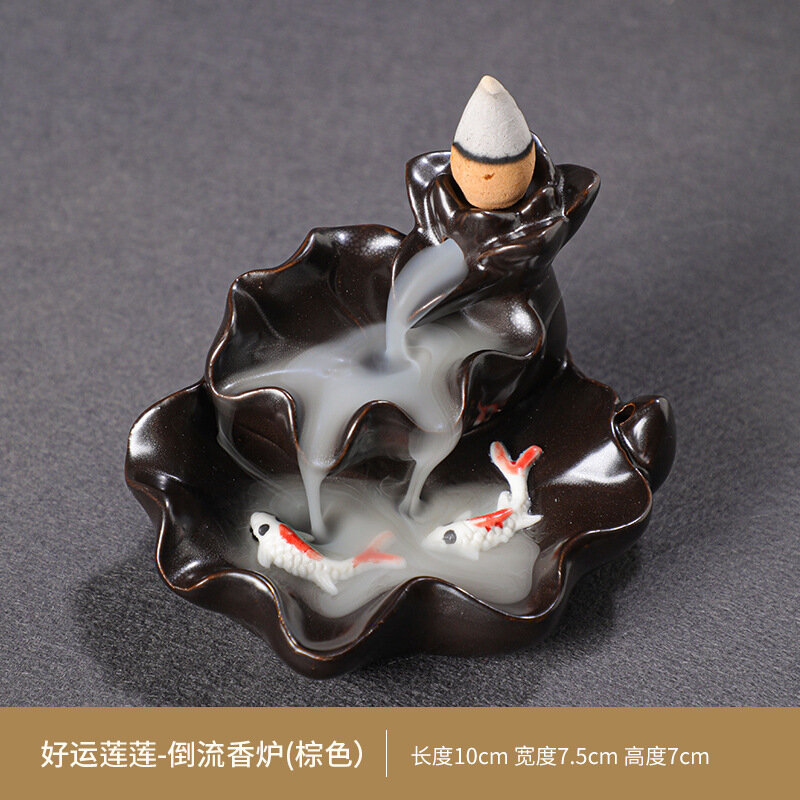 Кадильница с обратным потоком, креативный домашний декор, керамическое изделие, дзен-орнамент, рыбки, сандаловое дерево, орнаментальный кросс-бордер