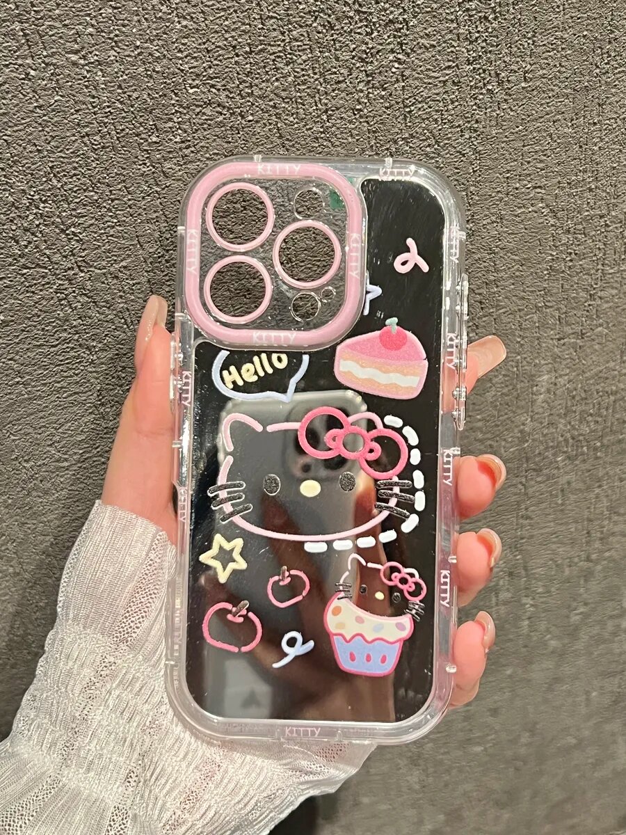 Чехол О'кейси "Пинтрест", для iPhone 15 Pro, зеркальный, с принтом, защита камеры