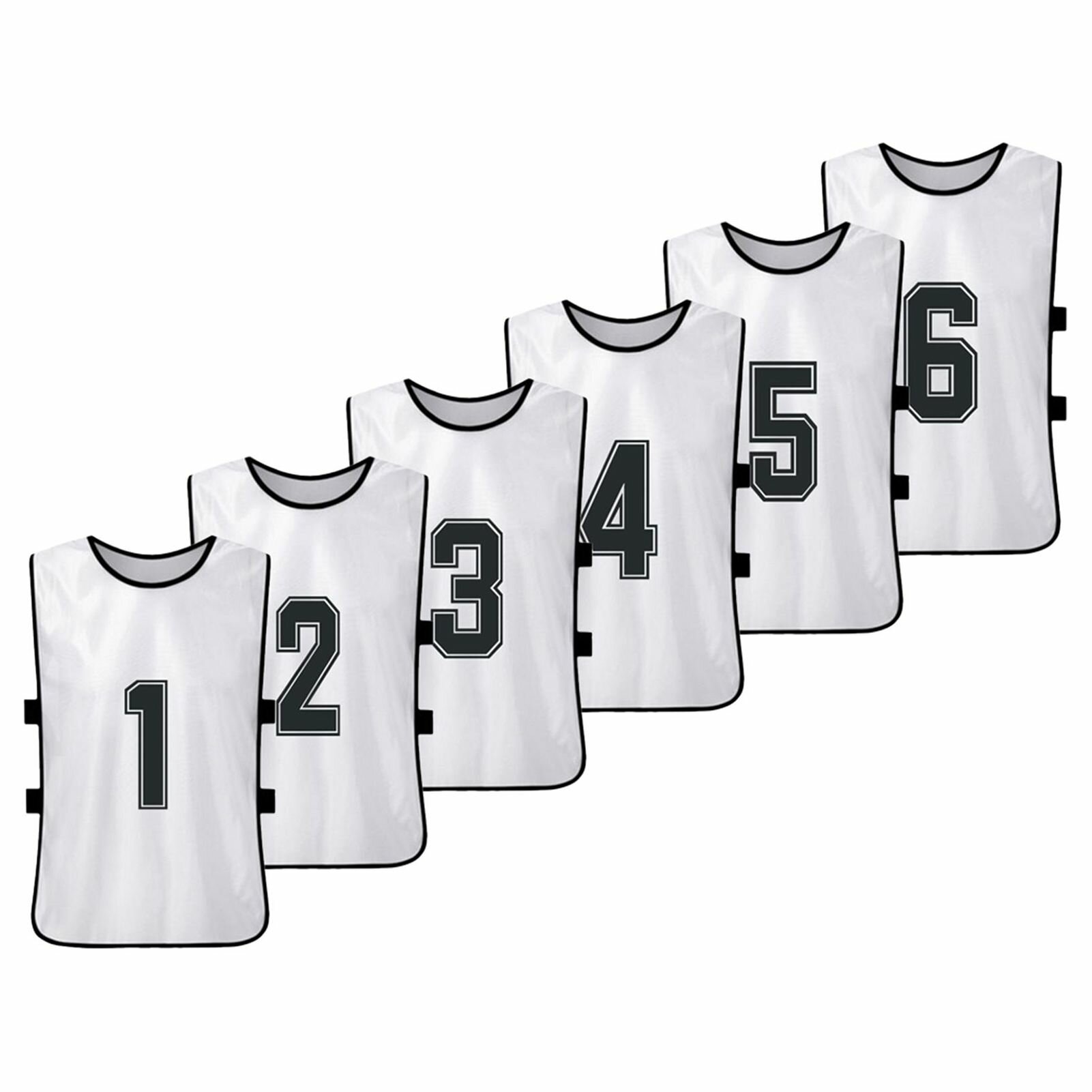 Взрослые манишки с номерами 1-6, 6 шт, белые