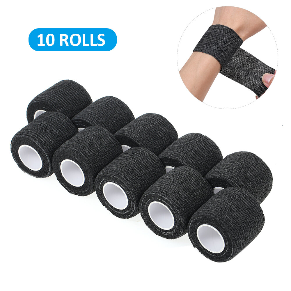 10 штук/рулон Аппликационные бинты для рук Плотные эластичные стрейч-бинты для татуажа бокса защитных перчаток спортивных ремней Черный Невареный хлопок Длина 4.5м Ширина 50мм 6/10/12/24 рулона в упаковке Размер упаковки 120*100*40мм 200*100*40мм