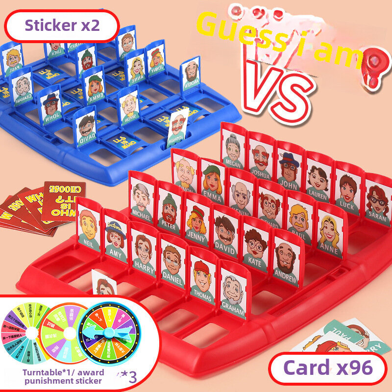 Игры на доске "Guess who I am" для детей Пазл Логическое мышление Игра угадывание персонажей Родительско-детские интерактивные игры на доске Игрушки для шахмат и карт (Guess who [коробка для электронной коммерции] даёт плашку с наказанием +3 игровые