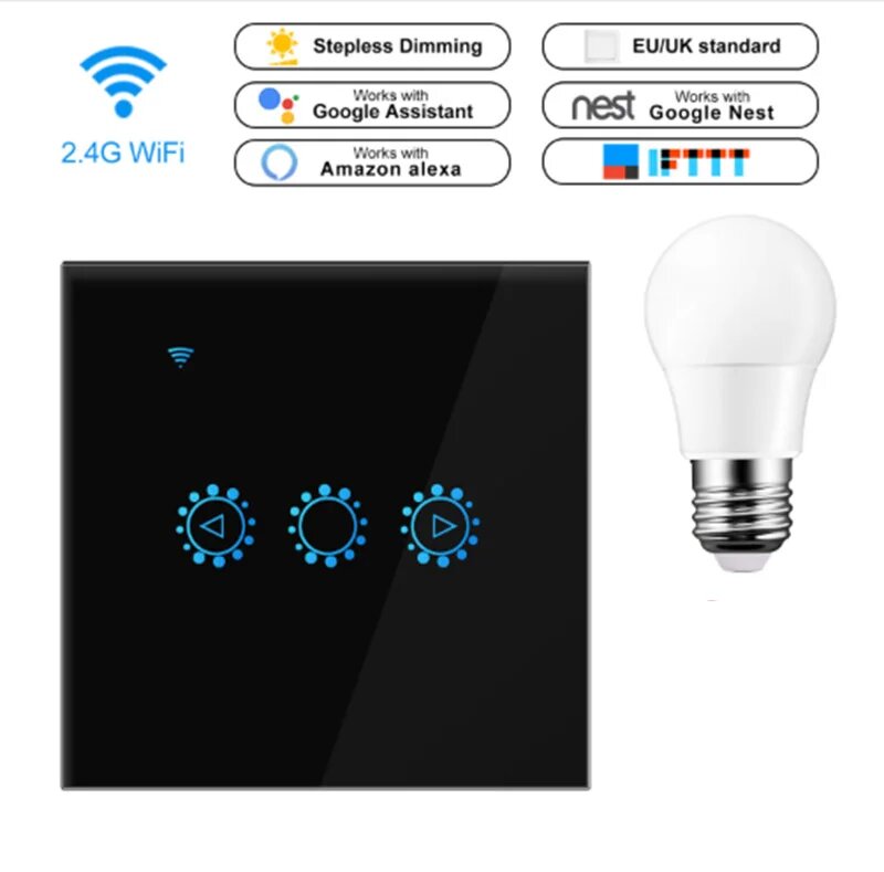 Умный выключатель MAKERIGH Wi-Fi, черный, EU/UK