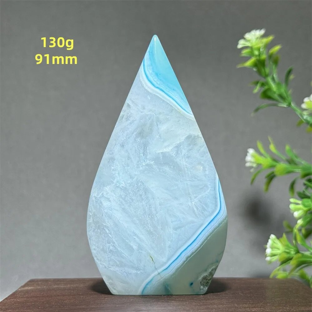 Синий агат, фонарик свободной формы A31 130g 91mm