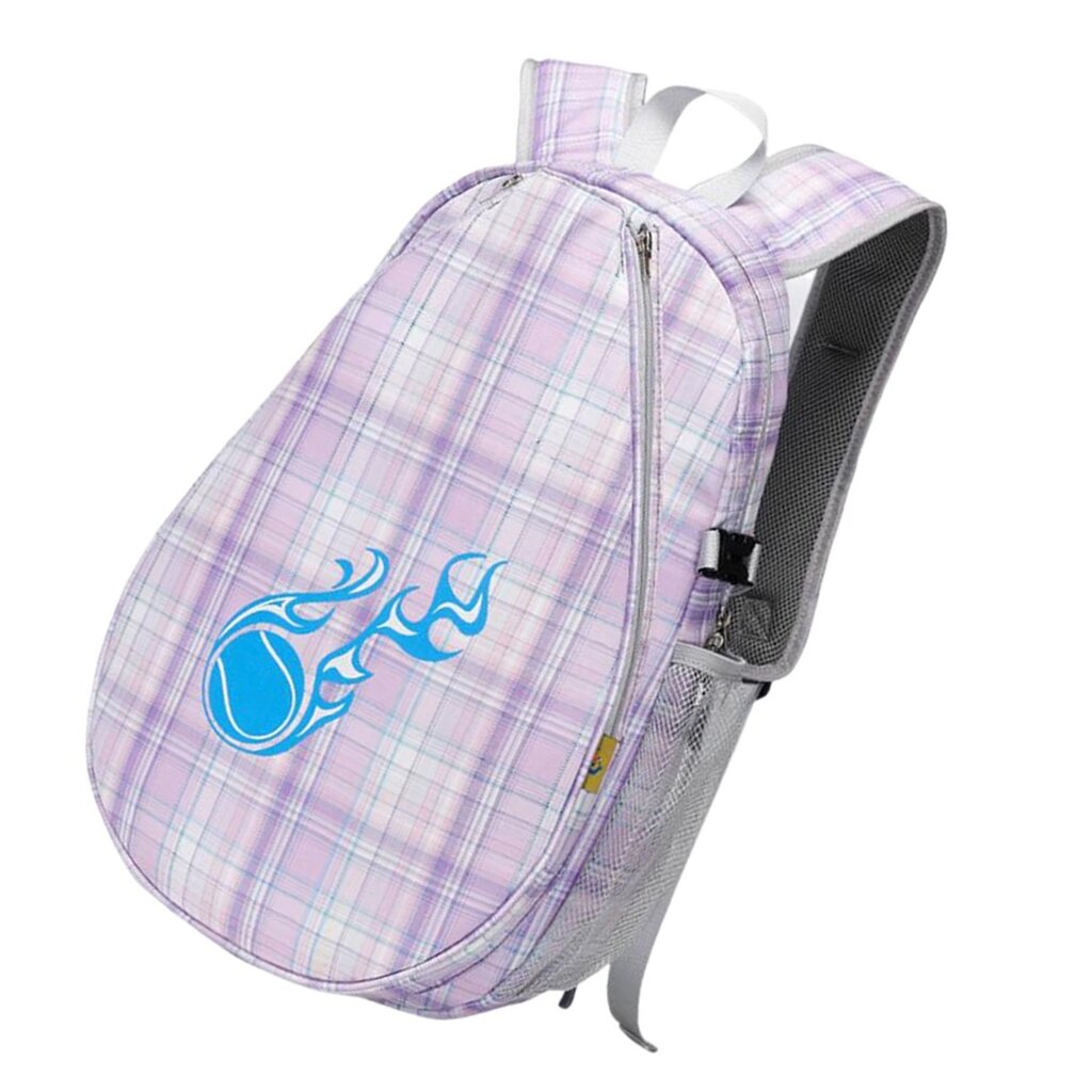 Детский теннисный рюкзак со складом для обуви-фиолетовый в клетку
