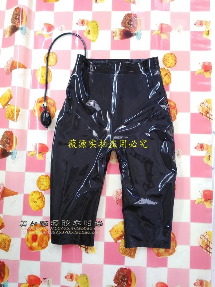 Сексуальные розовые резиновые латексные надувные брюки, фетиш-шорты, брюки на заказ S, black