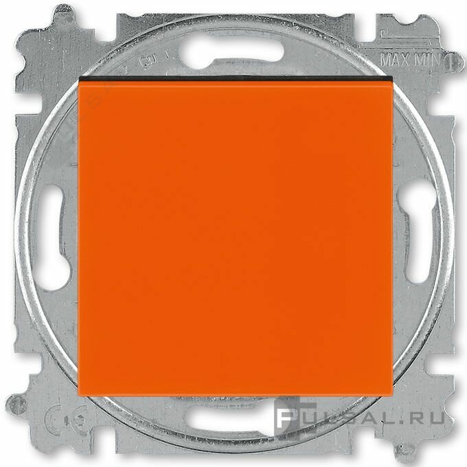 Выключатель ABB одноклавишный без подсветки встроенный монтаж пластмасса оранжевый / дымчатый чёрный
