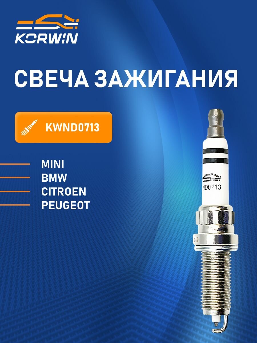 Свеча зажигания KORWIN KWND0713 (аналог PLZKBR7B8G) Double Platinum