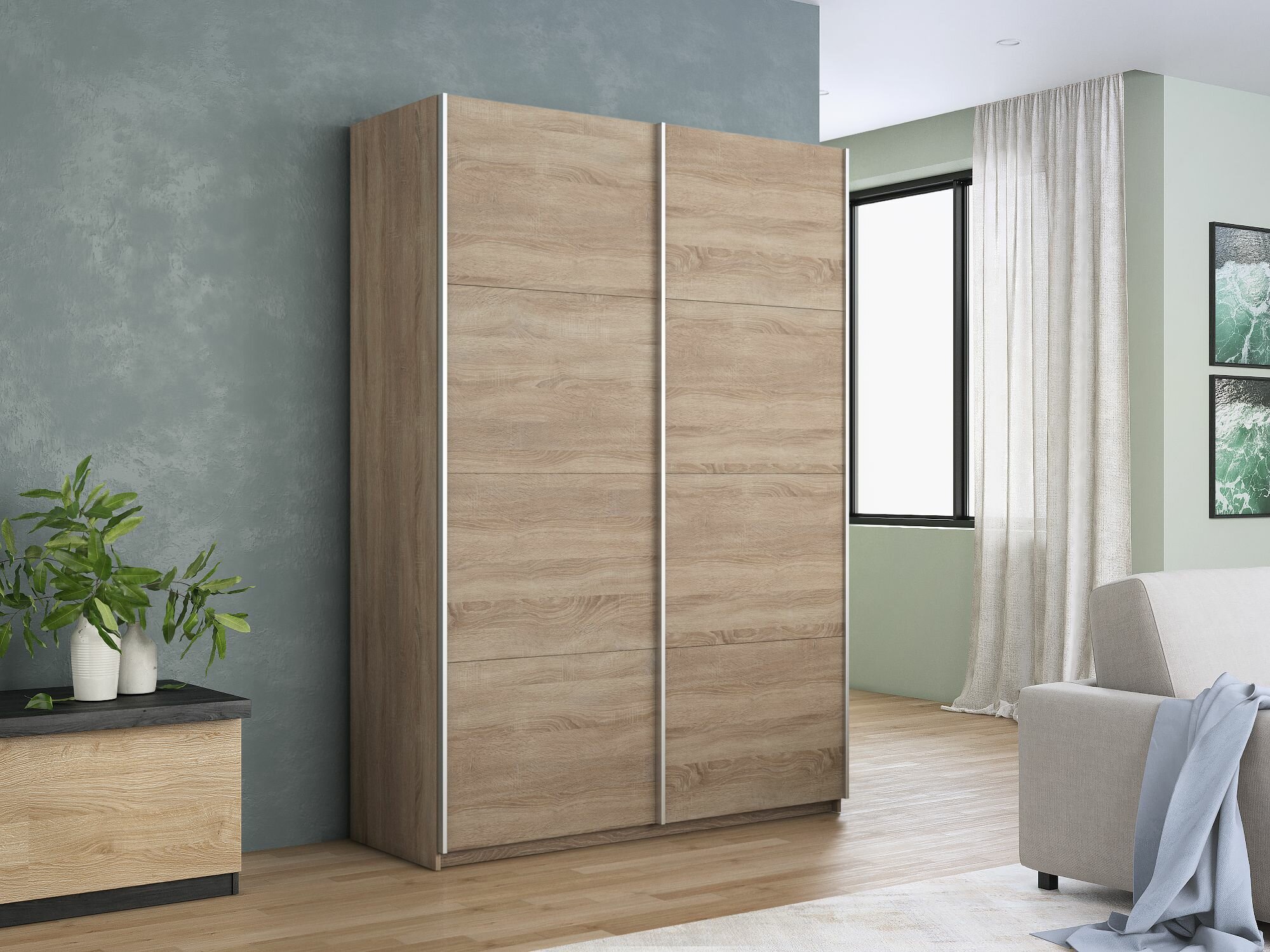 Шкаф-купе Билли 2-х дверный, (2-ДСП) 140х57х230 см. Дуб Сонома
