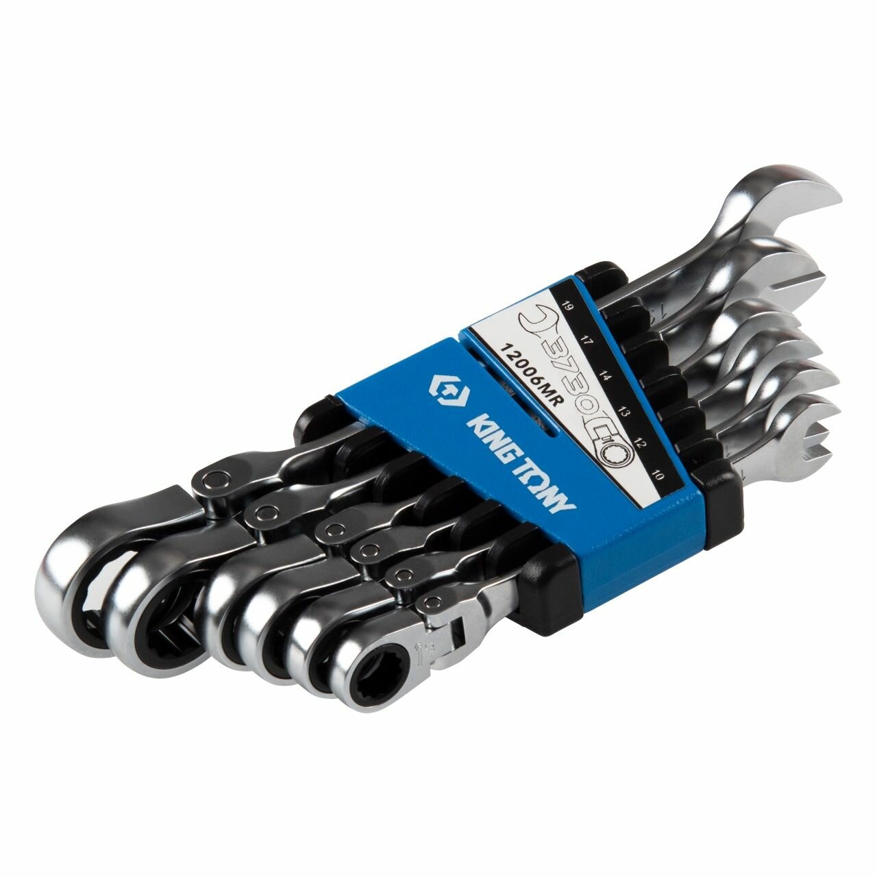 Набор комбинированных трещоточных ключей, 10-19 мм, 6 предметов KING TONY 12006MR