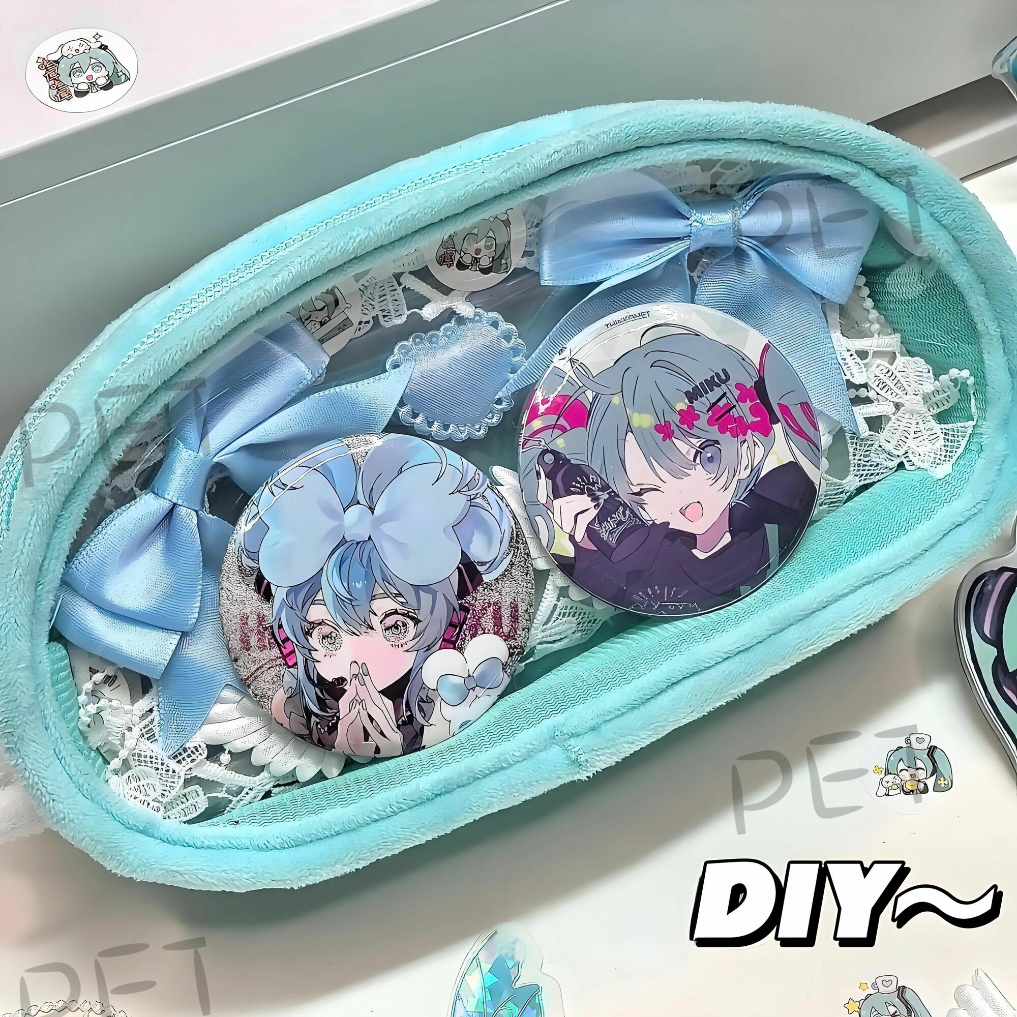 Пенал Hatsune Miku с окошком, зеленый, 21*12*12см