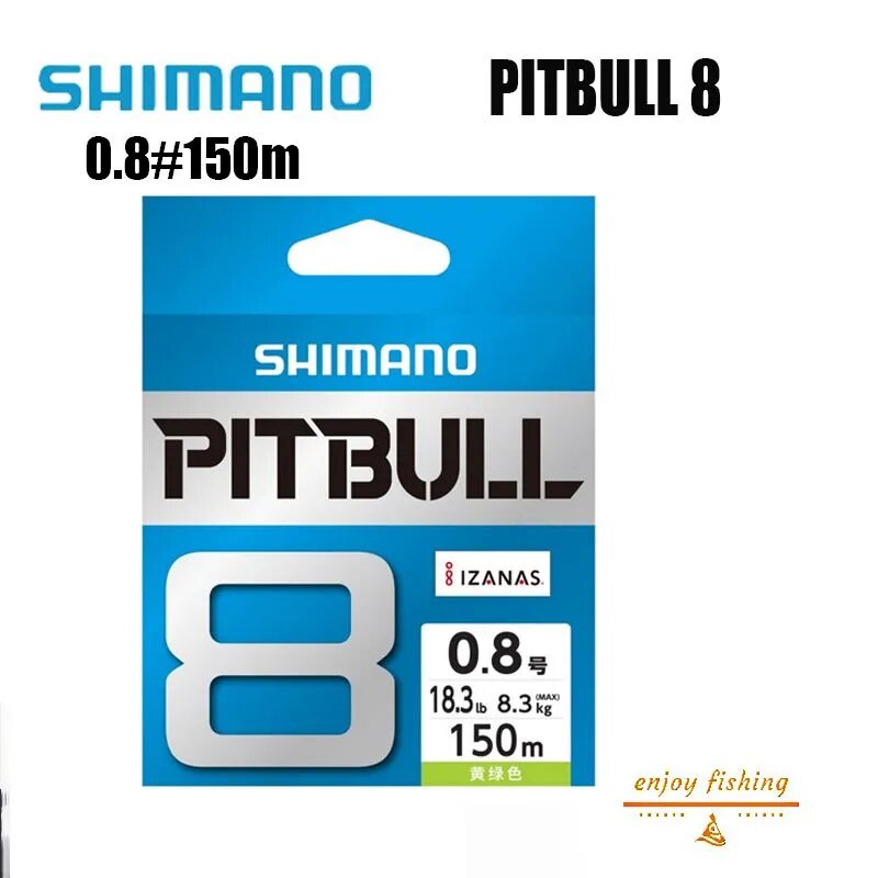 Shimano PITBULL 8 BRAID-0.8#-150M Green Леска Леска плетёный для рыбалки