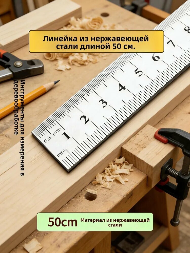 QITA Линейка/угольник строительный 500мм, Нержавеющая сталь