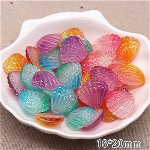 Ракушки морские из смолы, 20шт, разноцветные, 18*20мм