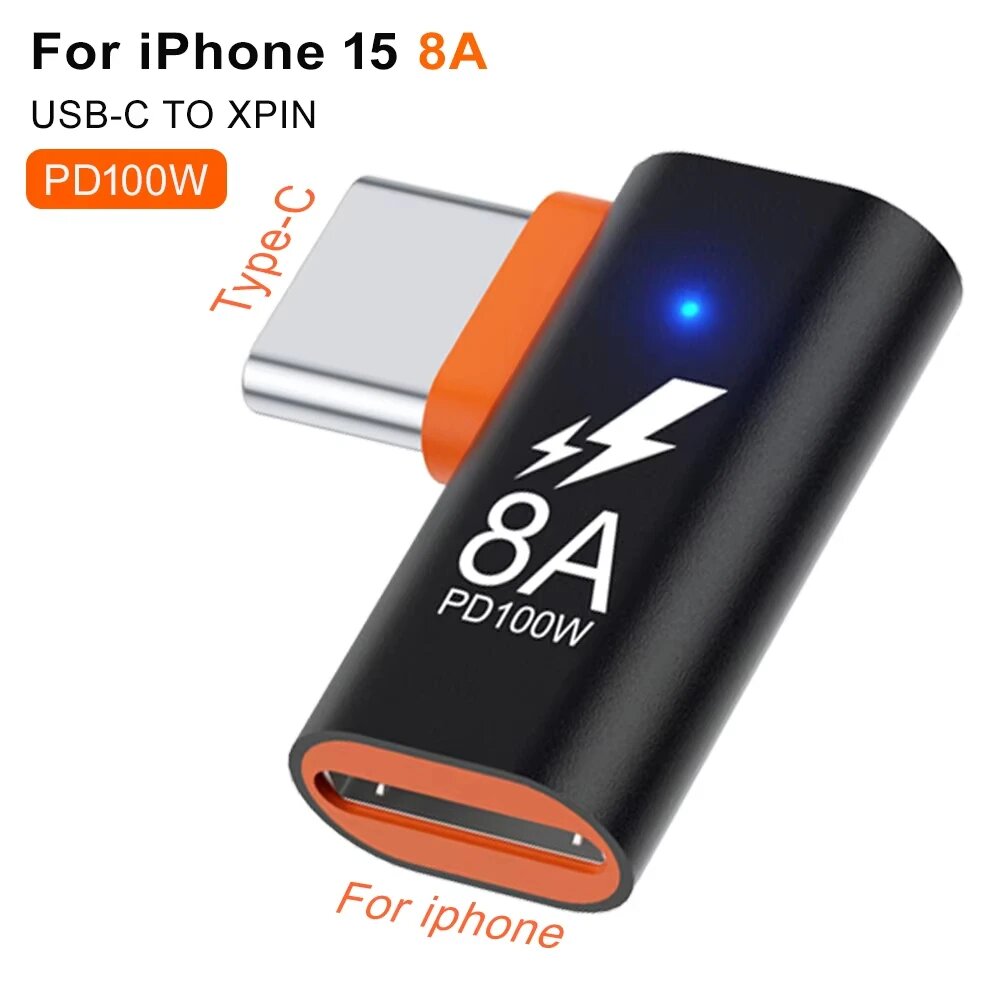 Адаптер USB-C to iPhone 15 8A PD100W черный