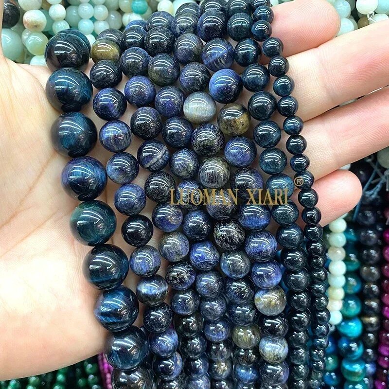 4/6/8/10/12 мм натуральный камень черный синий тигровый глаз свободные круглые бусины-разделители для изготовления ювелирных изделий DIY браслеты подвески аксессуары