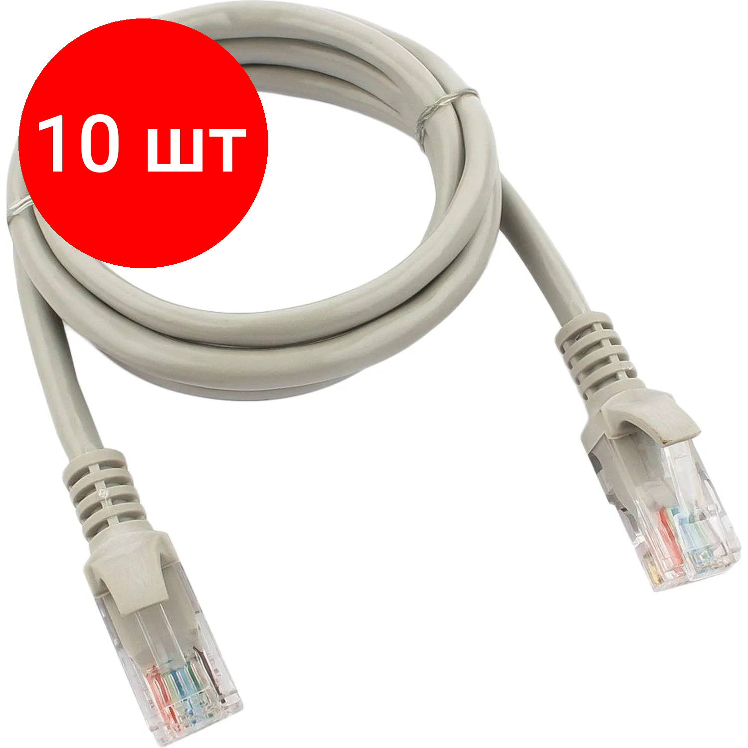Комплект 10 штук, Патч-корд UTP Cablexpert PP12-1M кат.5e, 1м, серый