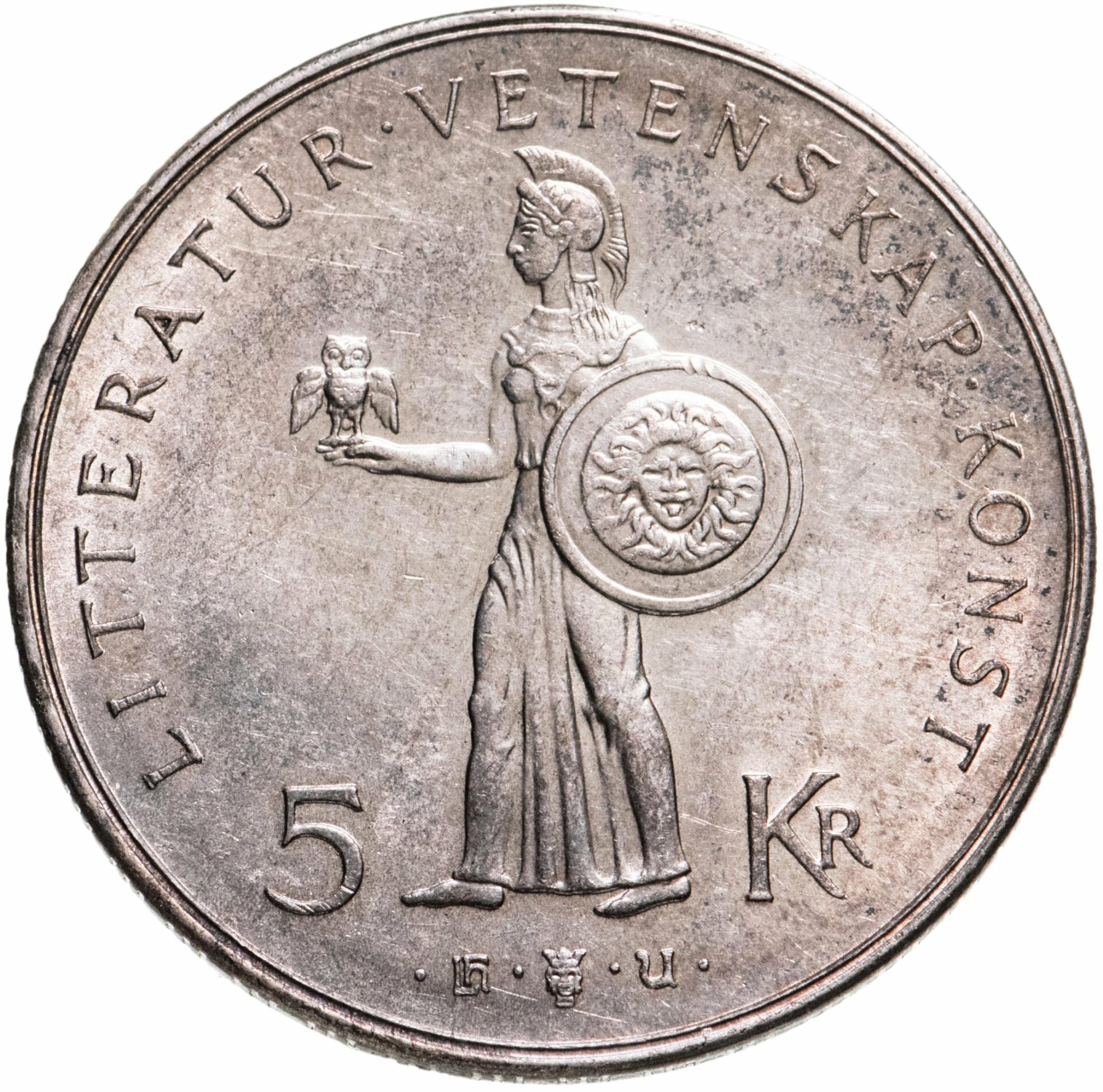 Швеция 5 крон 1962 "80 лет со дня рождения Густава VI Адольфа", Серебро 400, в сохранности UNC