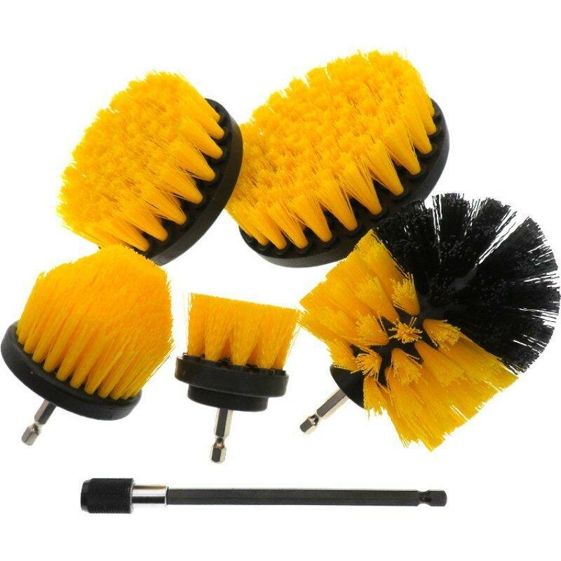 Набор из 6-х щеток насадок для чистки поверхностей, быстрой чистки и мойки поверхностей щетка комплект для уборки машины мебели ванны на шуруповерт или дрель