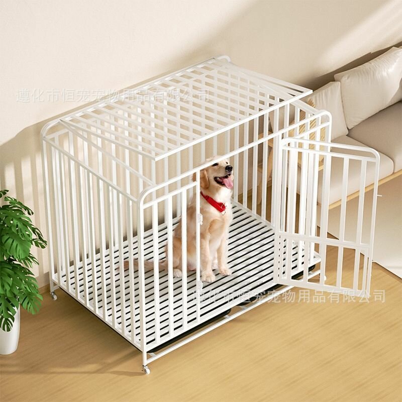 Клетка для собак крупных пород с туалетом для дома - 3/6-сторонняя квадратная трубчатая конструкция для лабрадоров и