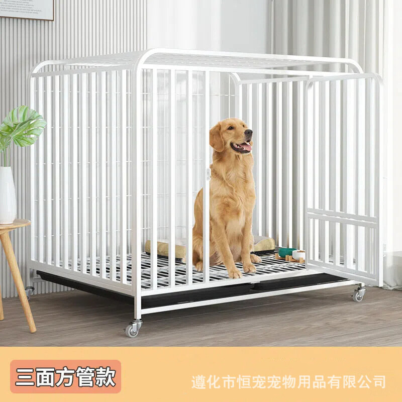 Клетка для собак крупных пород с туалетом для дома - 3/6-сторонняя квадратная трубчатая конструкция для лабрадоров и